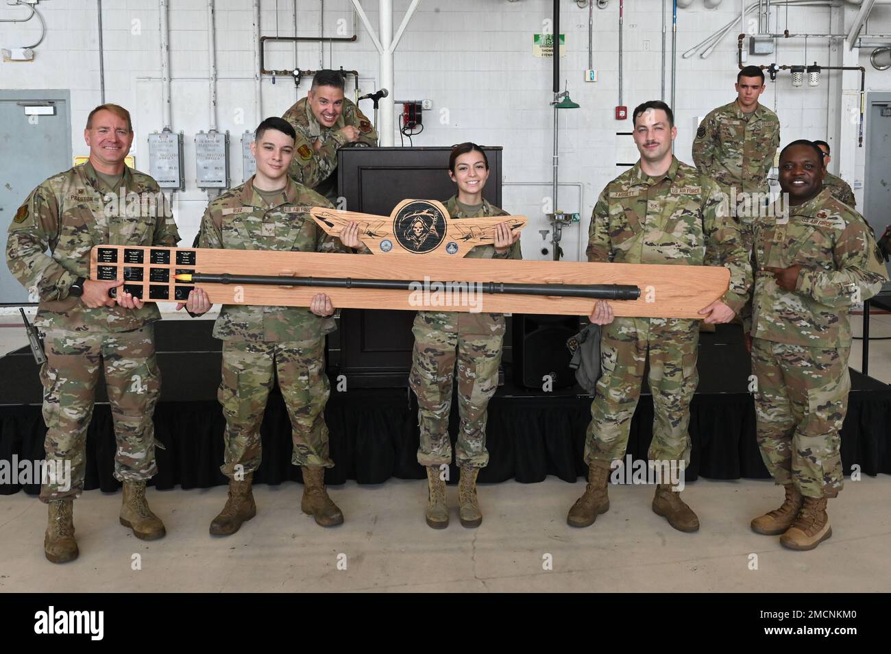 U.S. Air Force Col. Thomas Preston, left, commander of the 33rd Maintenance Group, and U.S. Air ...