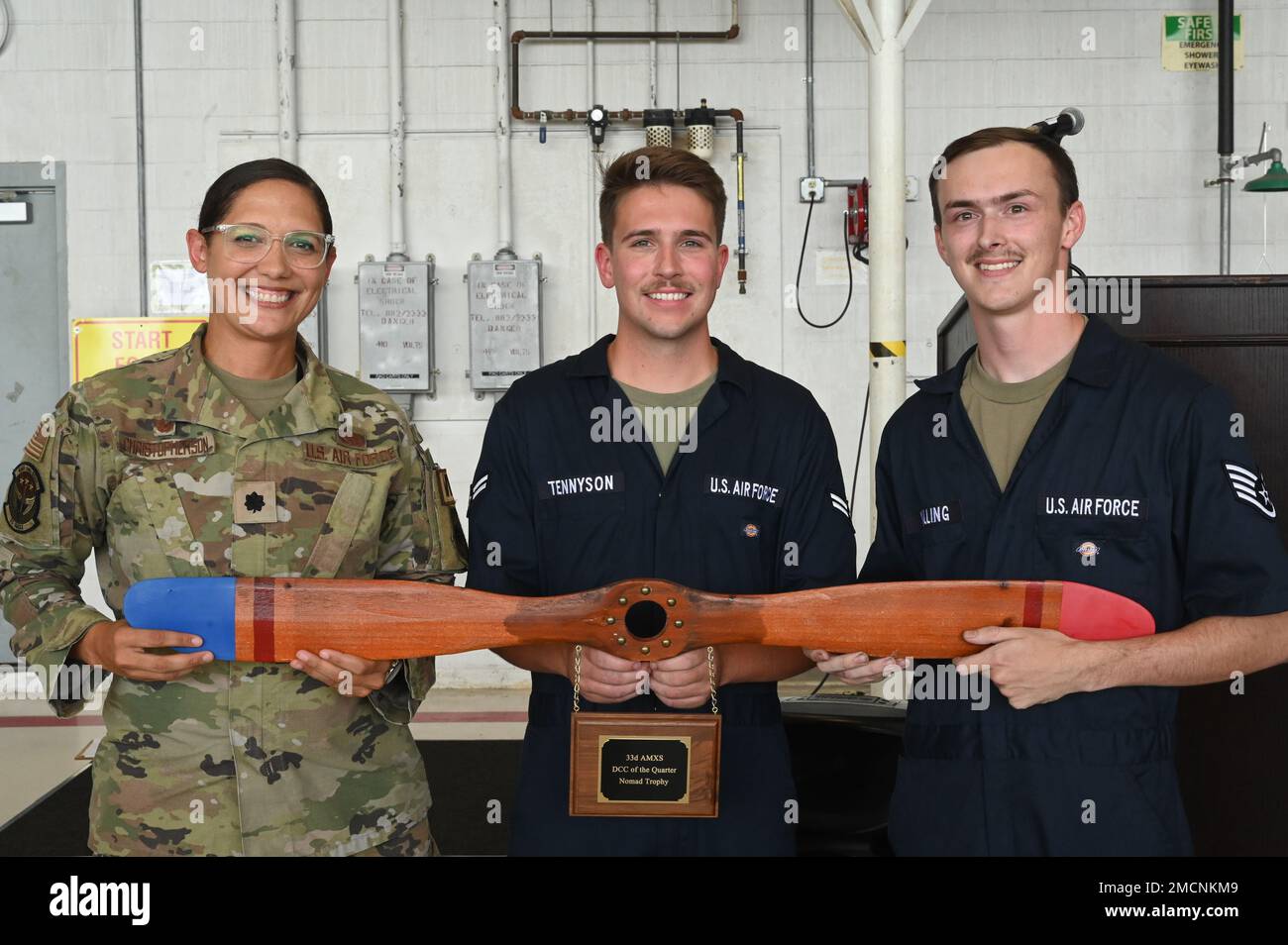 U.S. Air Force Lt. Col. Lindsay Christopherson, left, commander of the ...