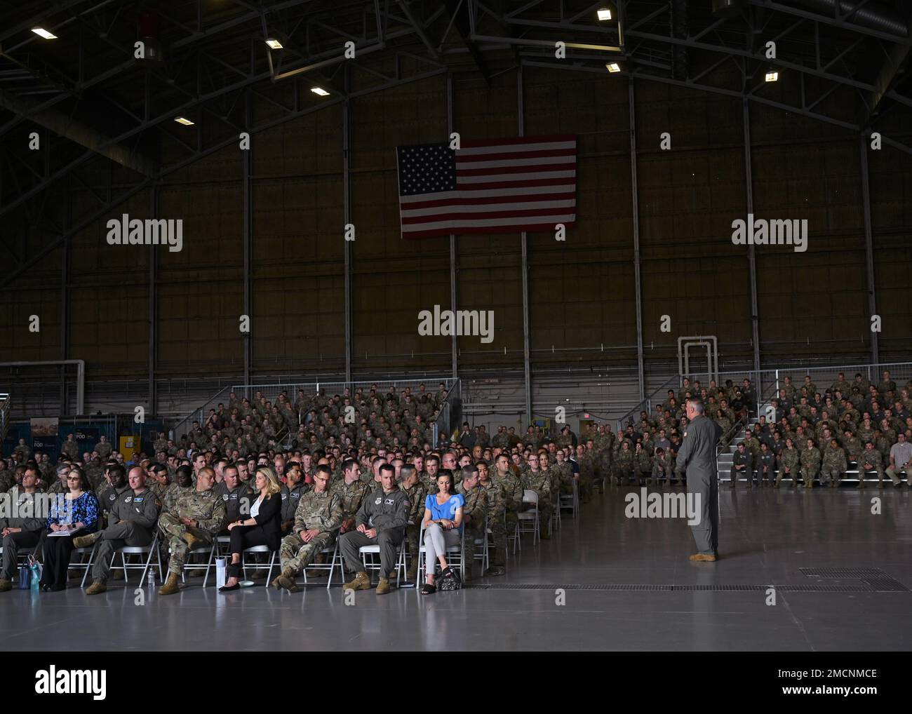 U.S. Air Force Gen. Mike Minihan, Air Mobility Command commander, gives ...