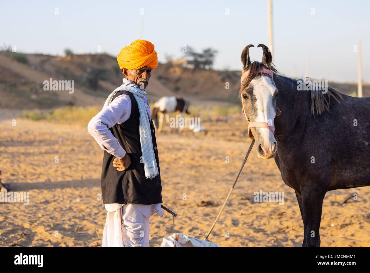 Pushkar, India - Oct 2022: Pushkar Fair, Portrait of an horse trader in ...