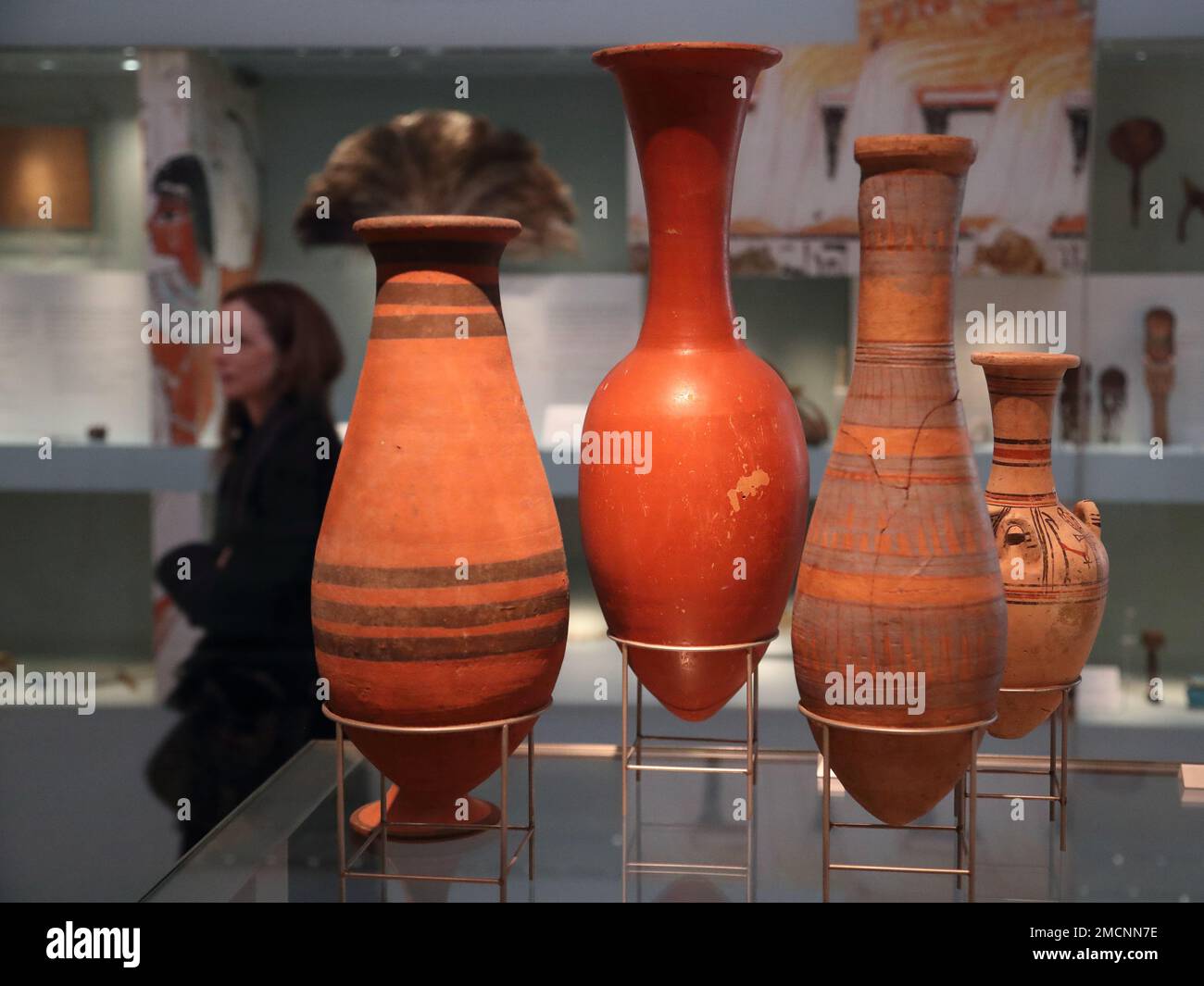 Egyptian painted jars at the British Museum, London, UK Stock Photo - Alamy