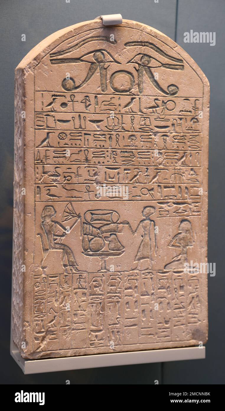 Egyptian limestone stela of Sabu at the British Museum, London, UK ...