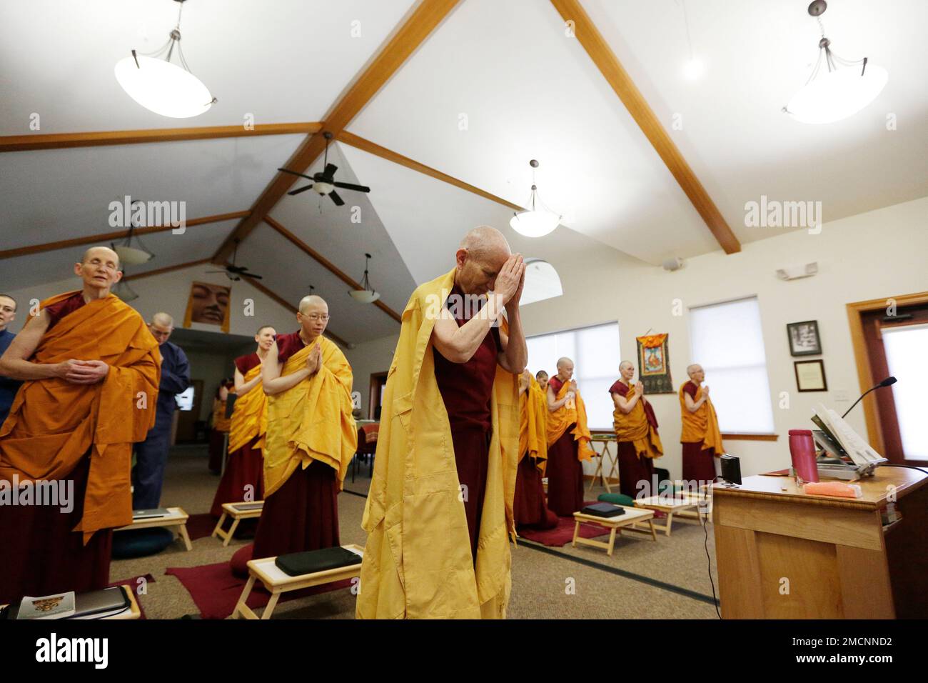 Thubten Chodron, center, a fully ordained Buddhist nun, founder and ...