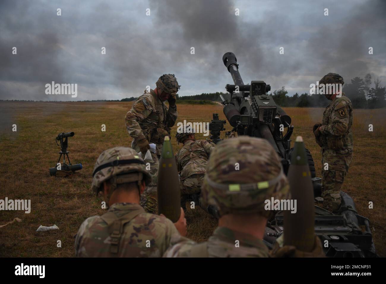 U.S. Army paratroopers assigned to A Battery, 4th Battalion, 319th Field Artillery Regiment ...