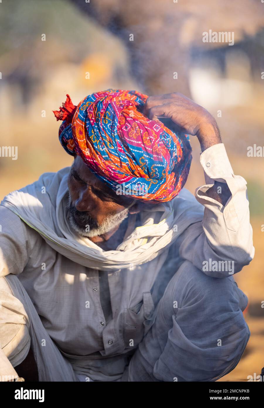 Pushkar, India - Oct 2022: Pushkar Fair, Portrait of an camel trader in ...