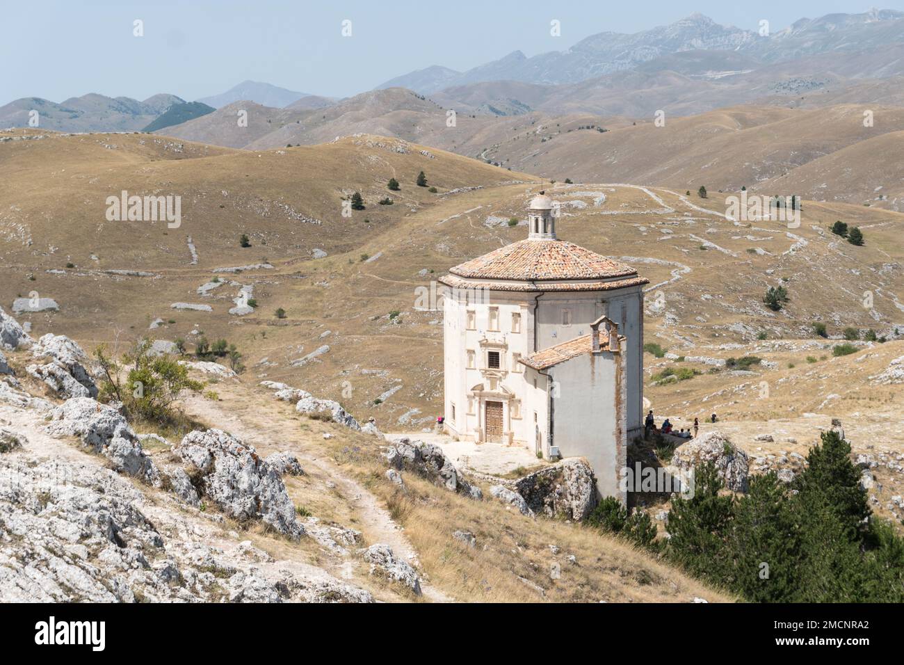 Calascio, Italy-august 9, 2021:view of the Church of Santa Maria della ...