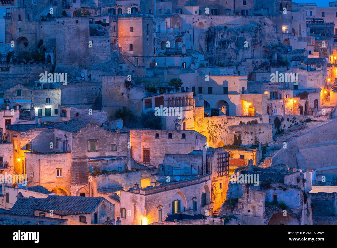 The old town of Matera, Basilicata, Southern Italy during a beautiful ...