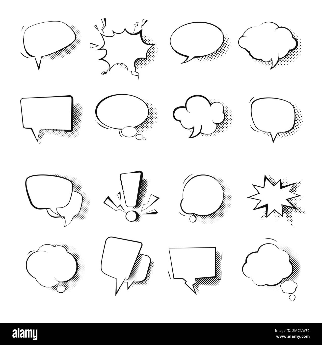 Speech bubbles templates isolated icons comics effect Stock Vector ...