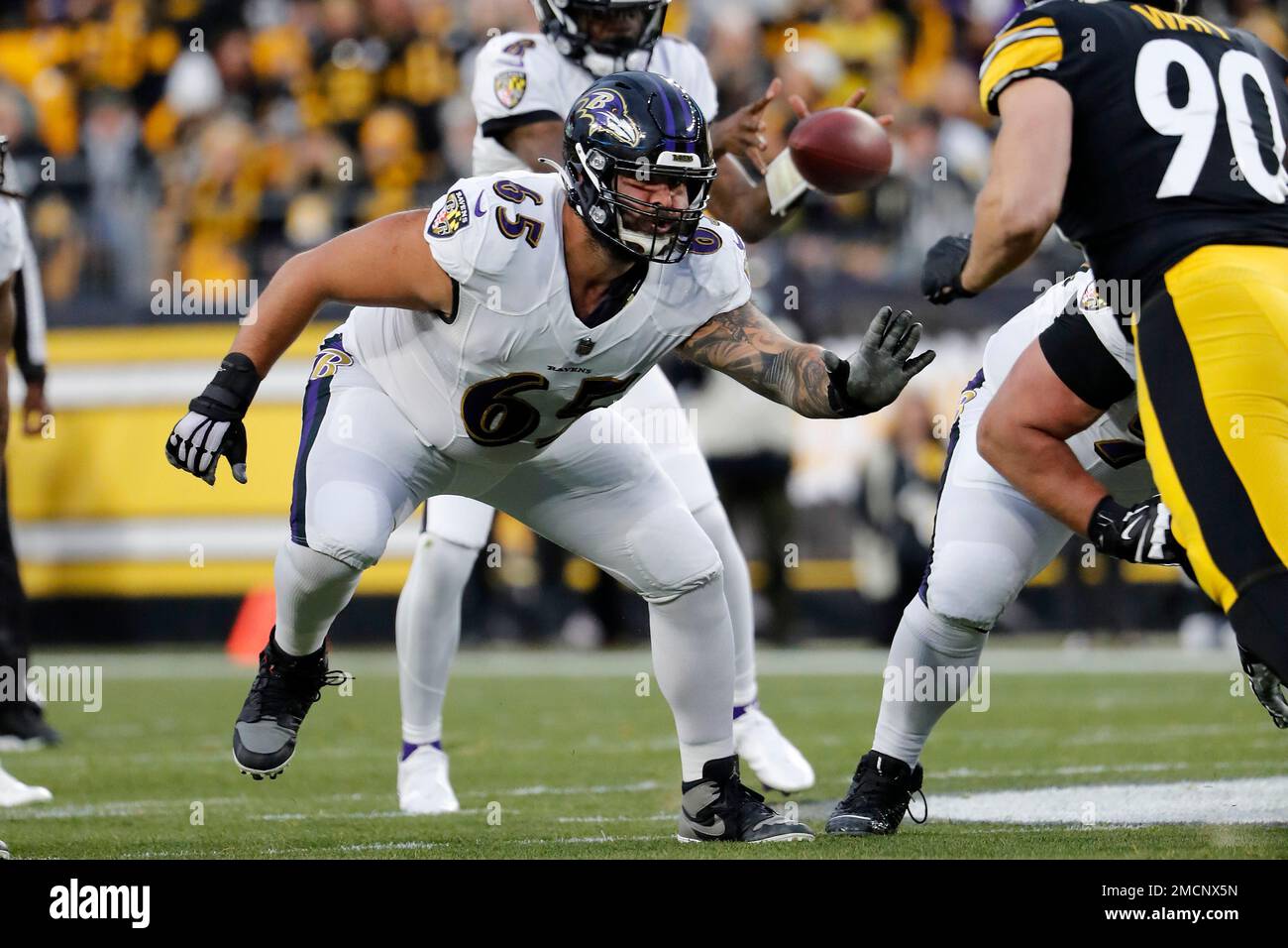 Baltimore Ravens offensive tackle Patrick Mekari against the Pittsburgh ...