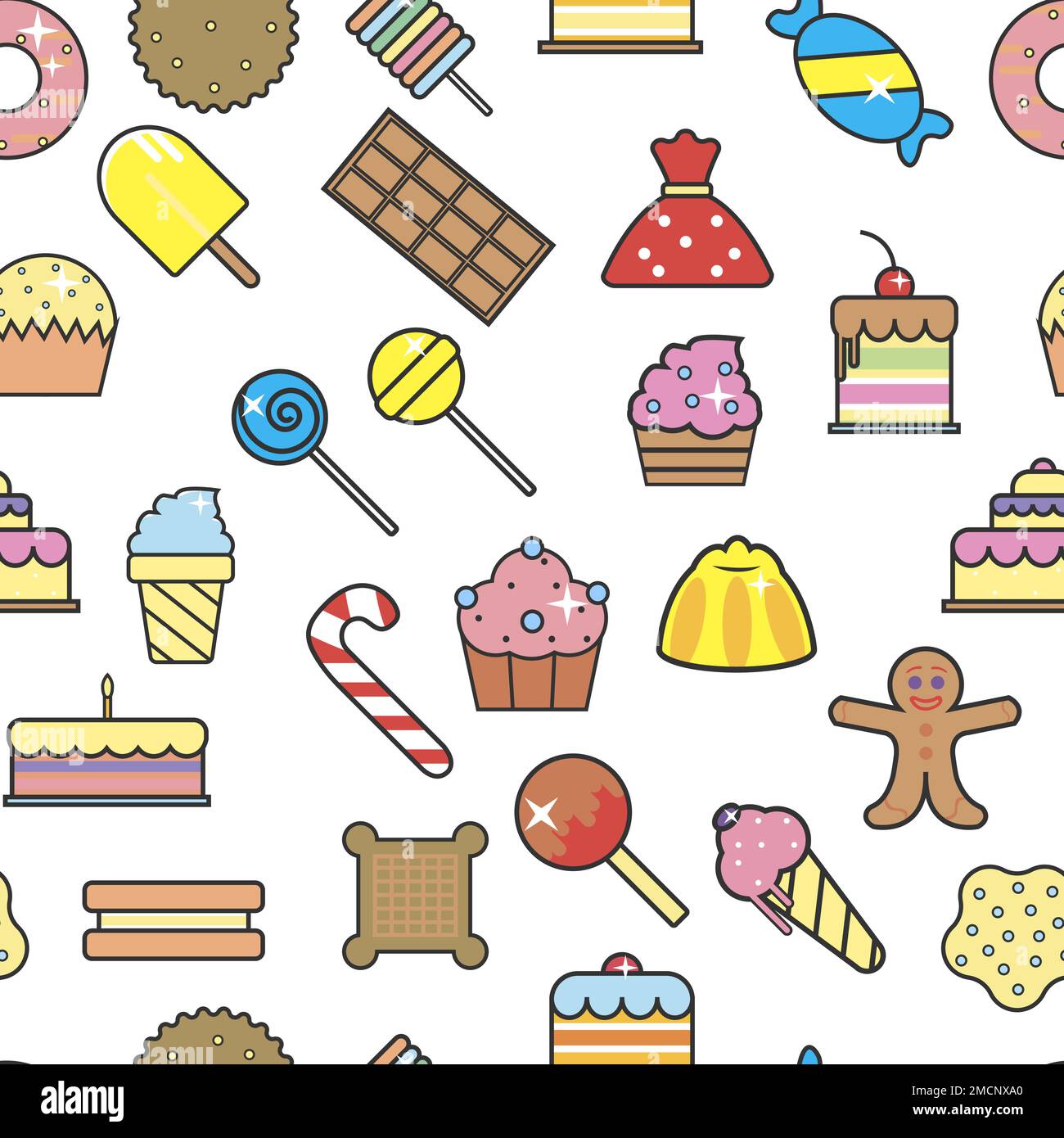 Desserts and sweet snacks seamless pattern bakery sweets and chocolate ...