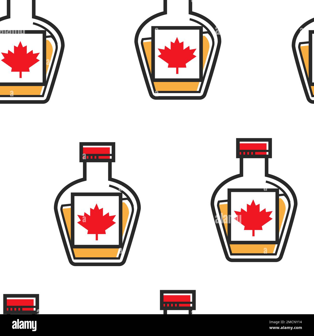 Canadian maple syrup in bottle seamless pattern topping Stock Vector ...
