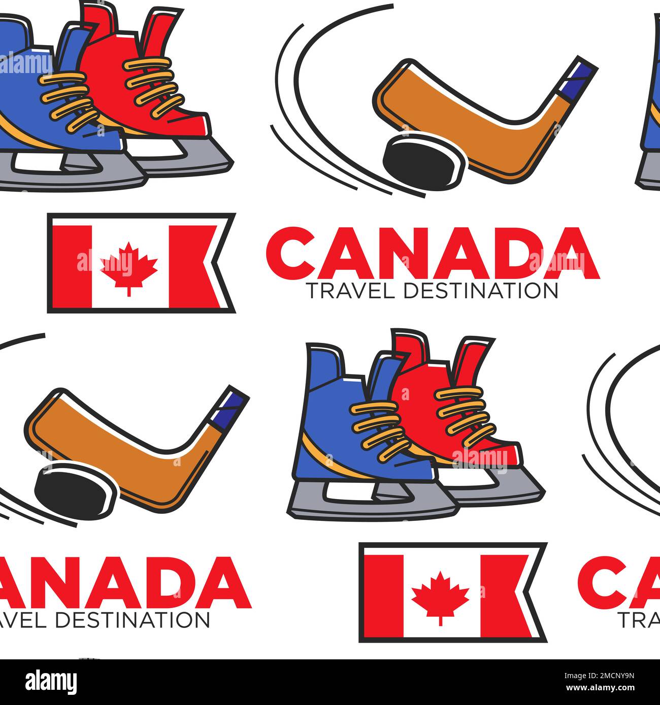 Canadian hockey items and national flag seamless pattern Stock Vector ...