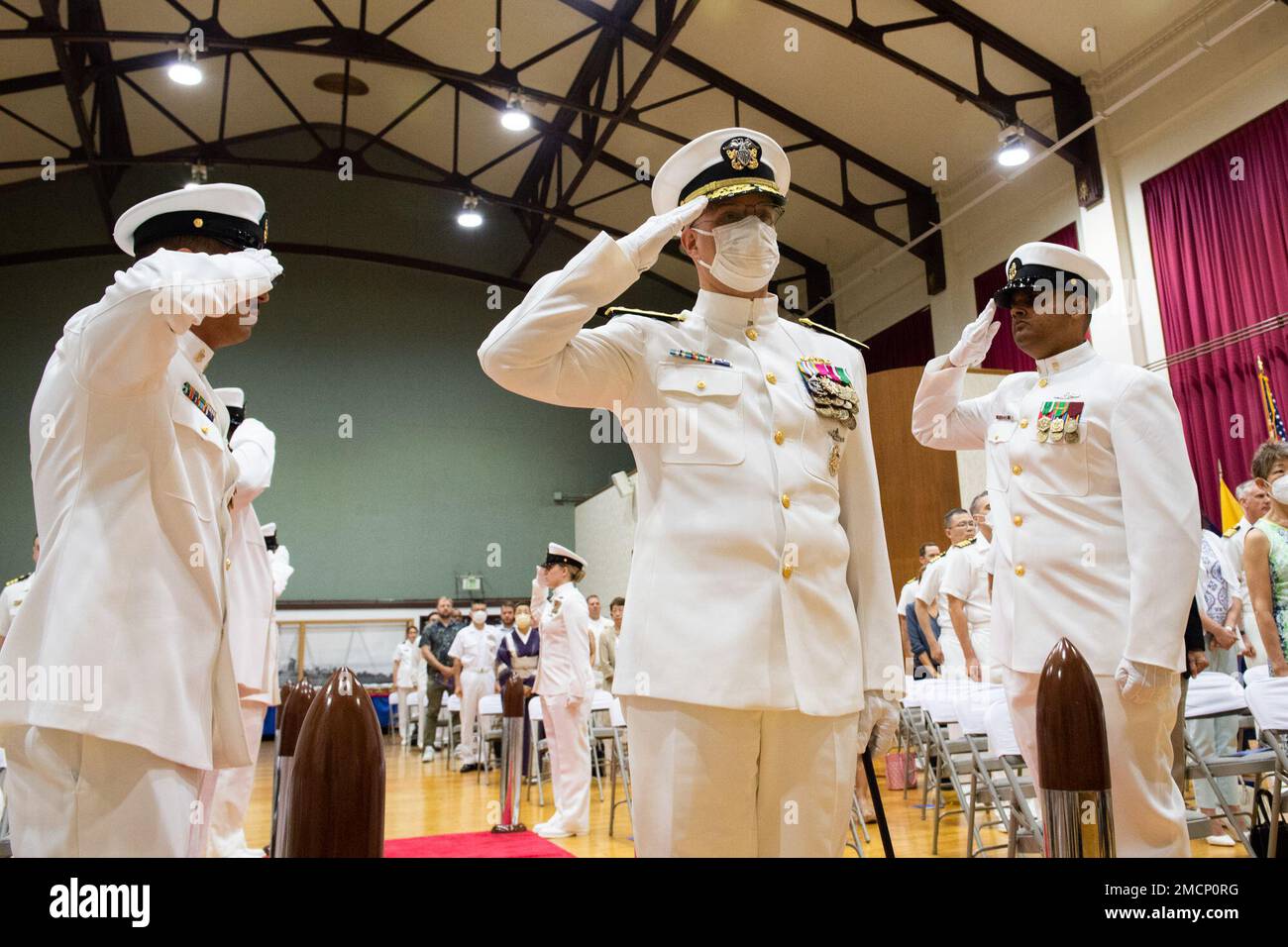 YOKOSUKA, Japan (July 8, 2022) – Rear Admiral Carl Lahti arrives a change of command ceremony ...