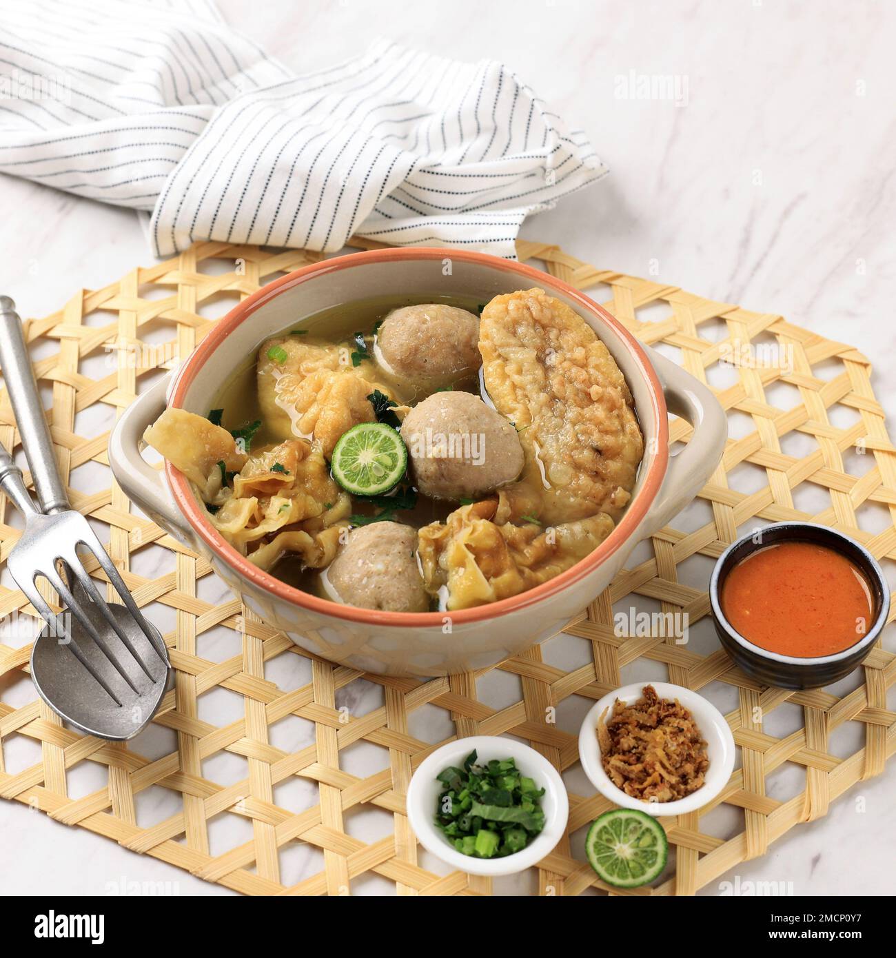 Baso Cuanki Bandung, Meatball and Batagor in Stock Soup. Popular Street ...