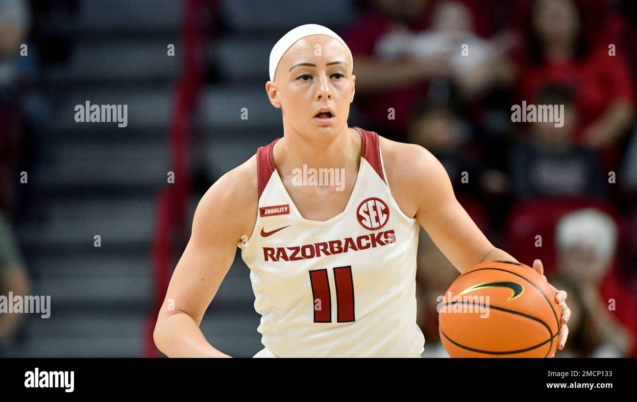 Arkansas guard Rylee Langerman (11) against California during an NCAA ...