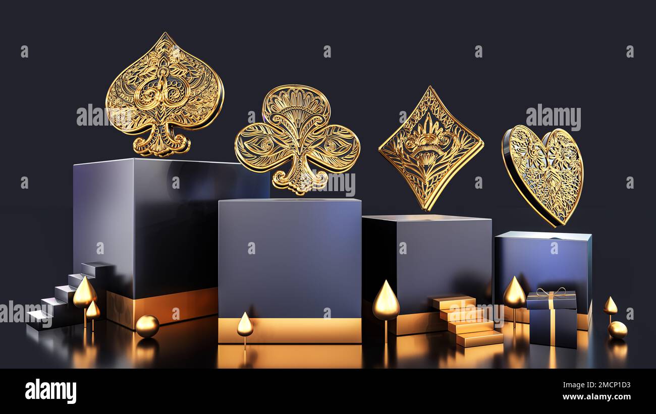 Aces, play card icons on square platforms. Aces with traditional motifs ...