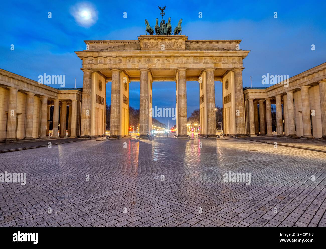 The famous Brandenburg Gate in Berlin at dawn with no people Stock ...