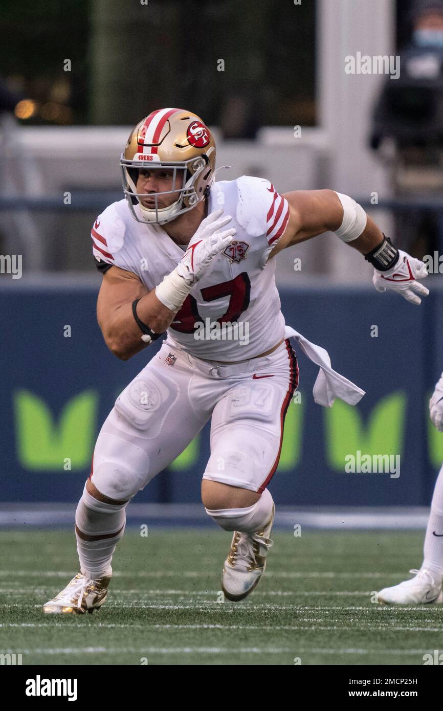 San Francisco 49ers defensive lineman Nick Bosa is pictured during an ...