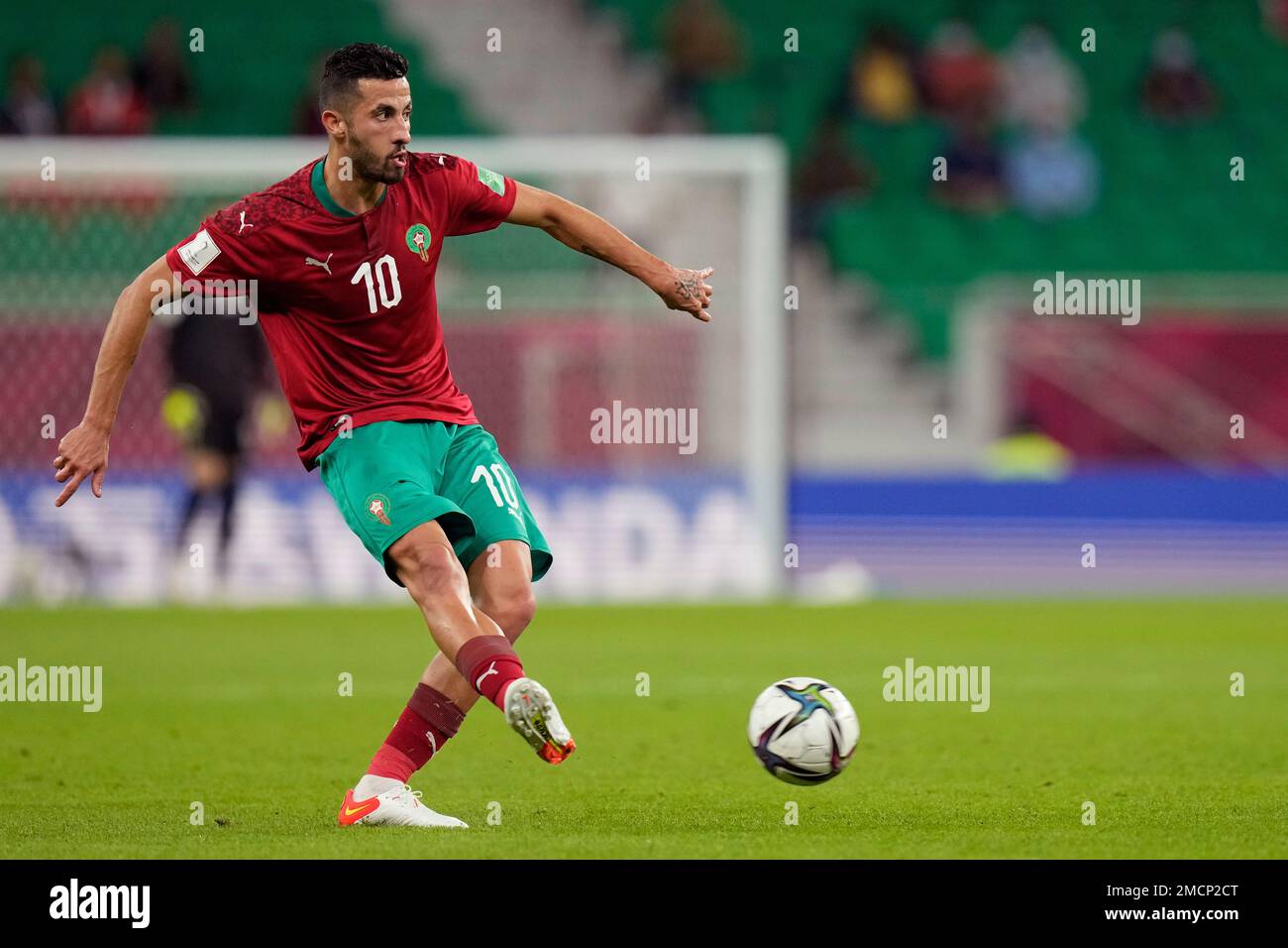 Morocco's Aymane El Hassouni is in action during the group C Arab Cup ...