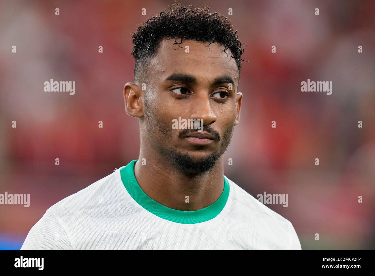 Saudi Arabia's Moteb Alharbi lines up ahead of the group C Arab Cup ...