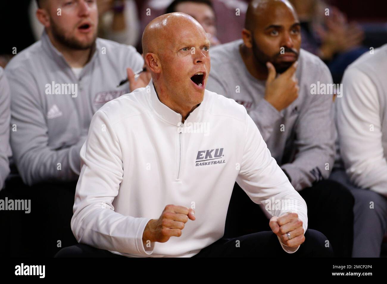 Eastern Kentucky head coach A.W. Hamilton yells in the second half of ...