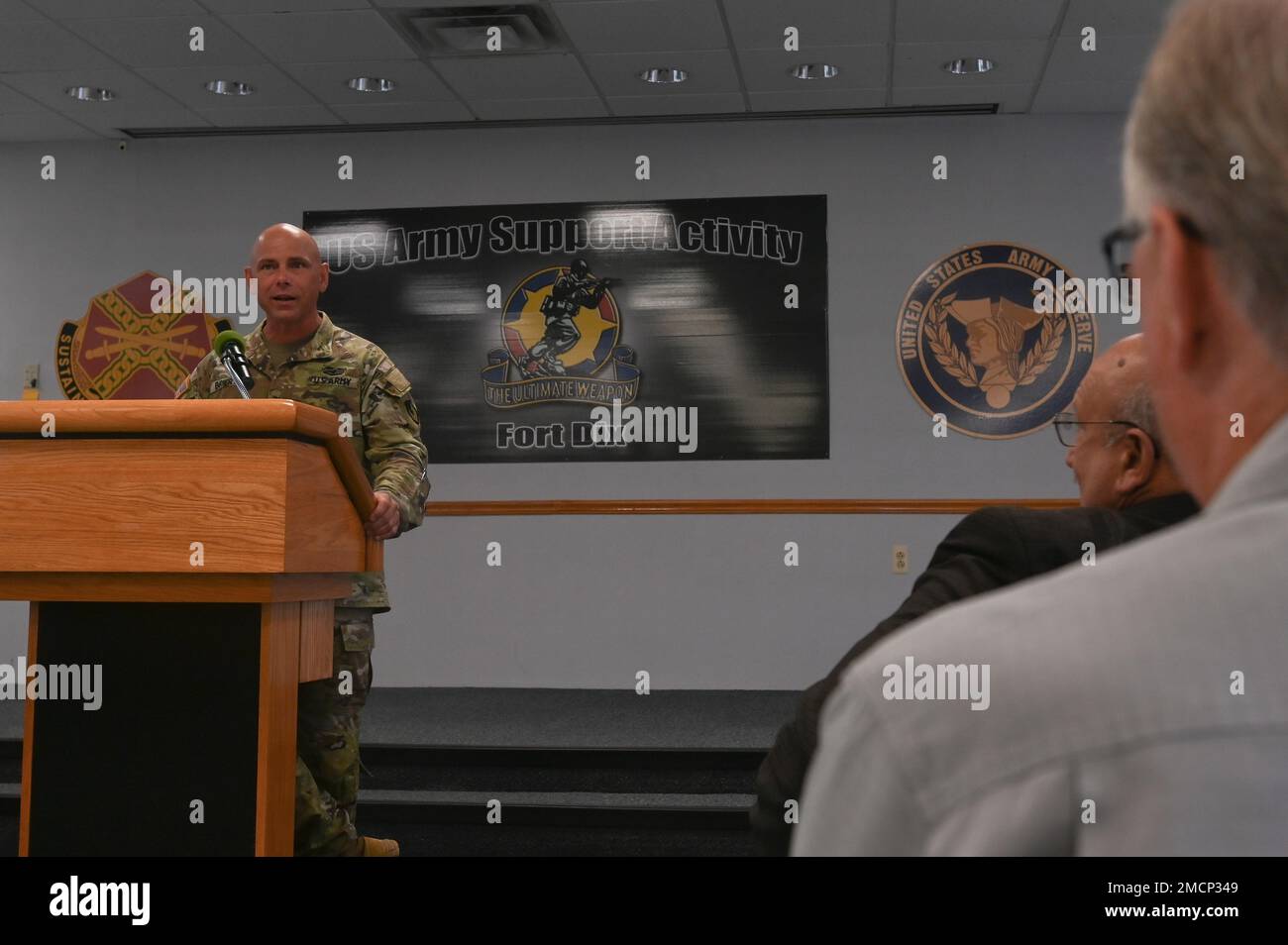 U.S. Army Jon Brierton, Army Support Activity Dix commander, speaks at ...
