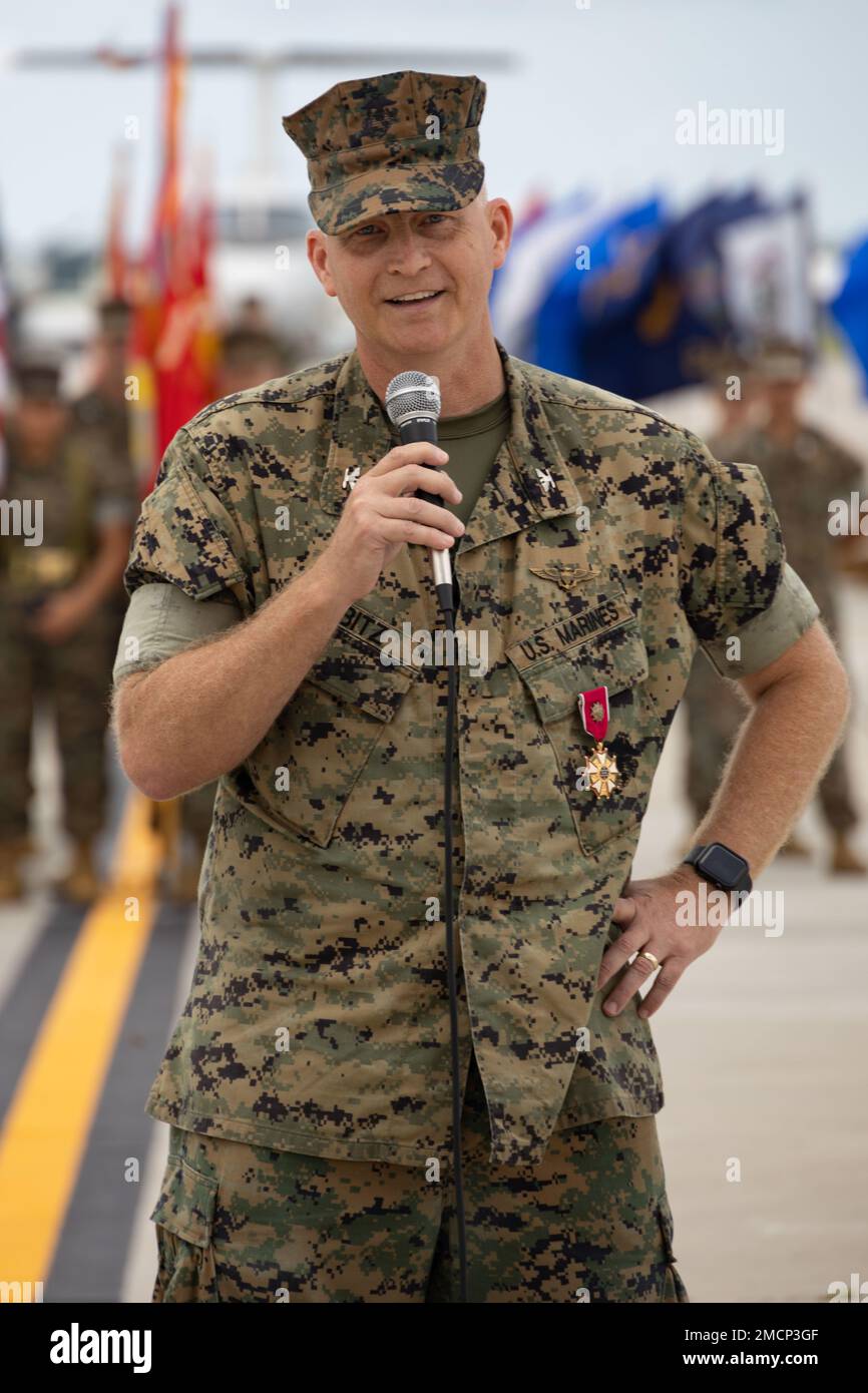 U.S. Marine Corps Col. Curtis V. Ebitz, outgoing commanding officer ...