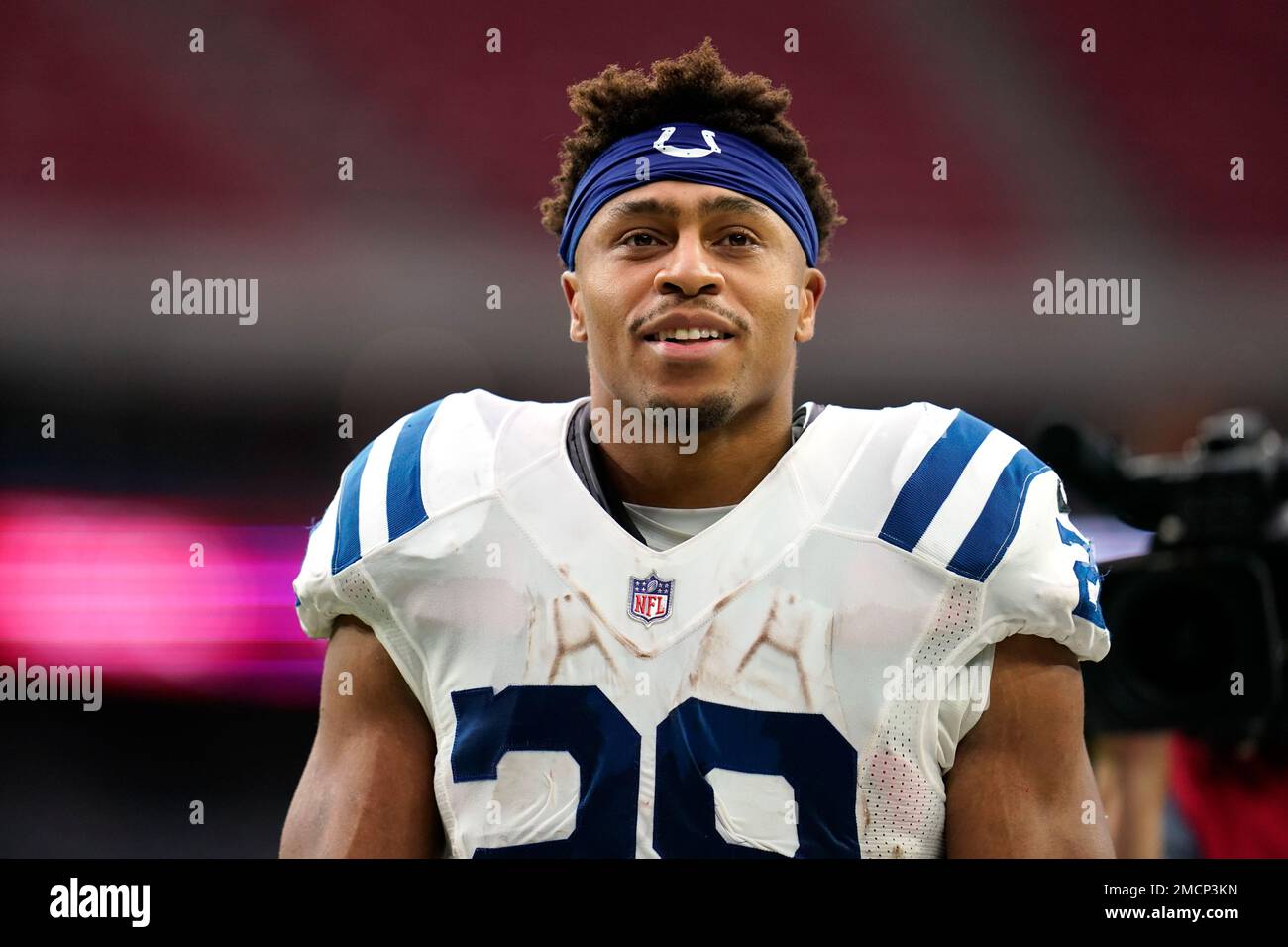 Indianapolis Colts running back Jonathan Taylor (28) walks off the ...