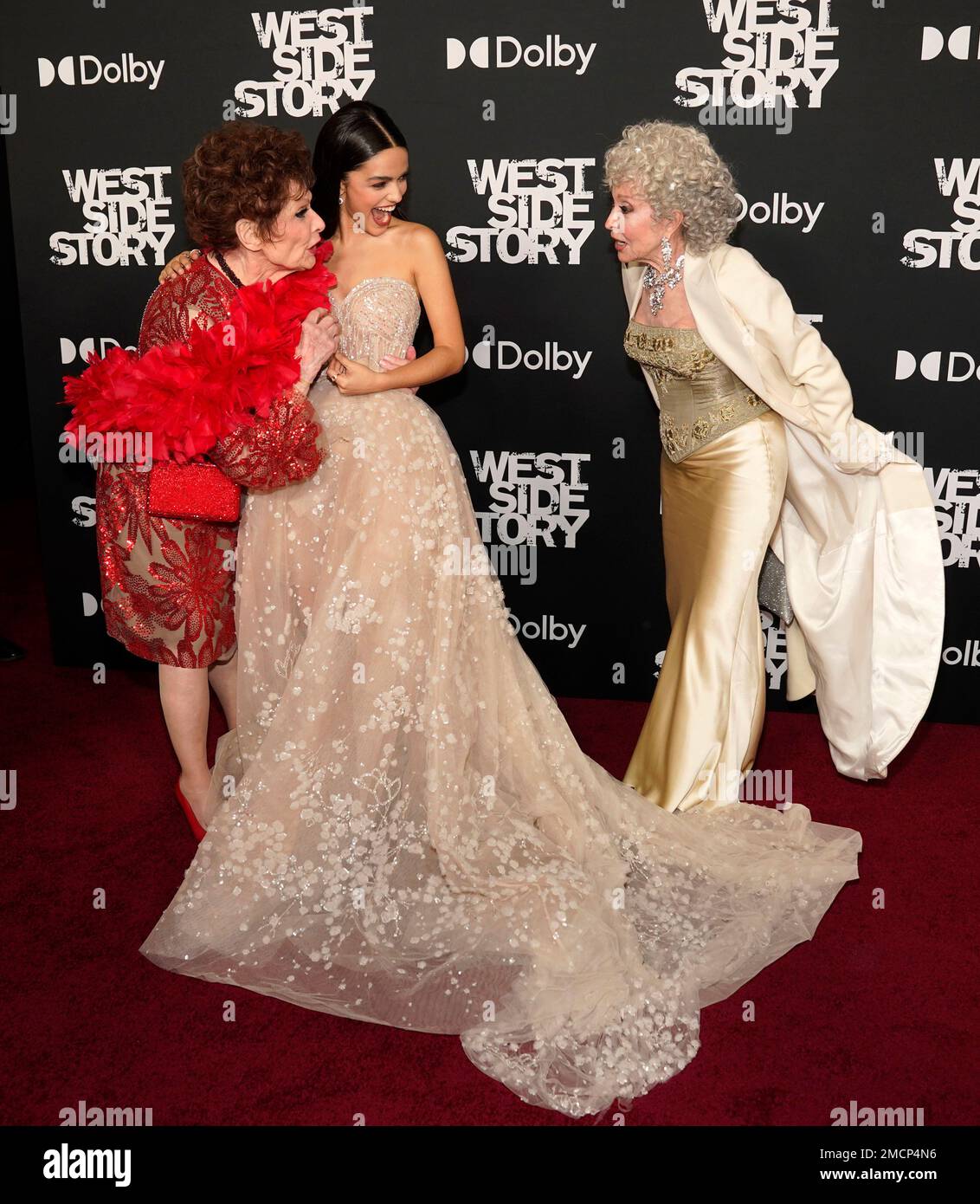 Rachel Zegler, center, who plays the role of Maria in a new film of ...