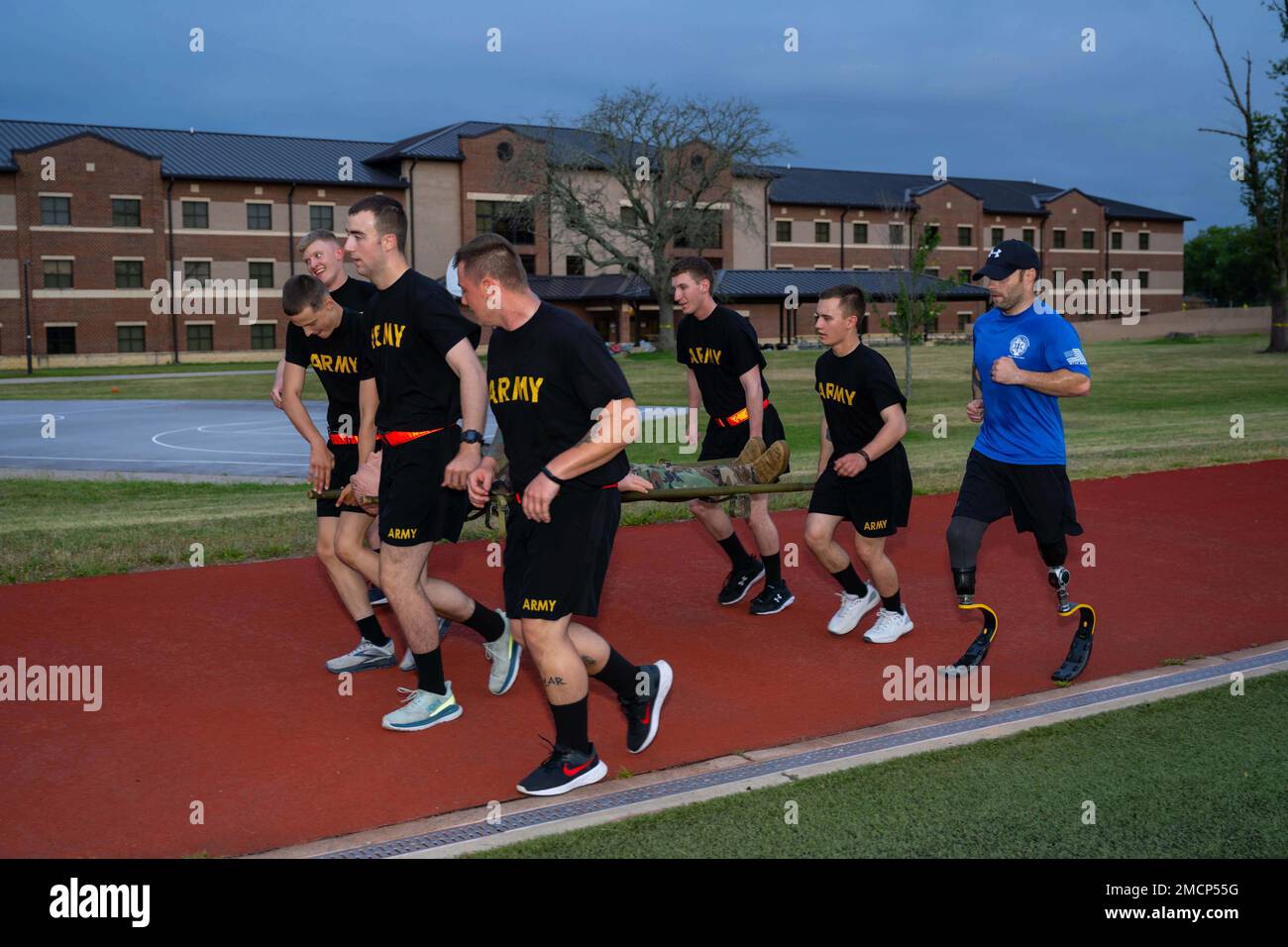 U.S. Army retiree Justin Lane, a Purple Heart recipient, conducts ...