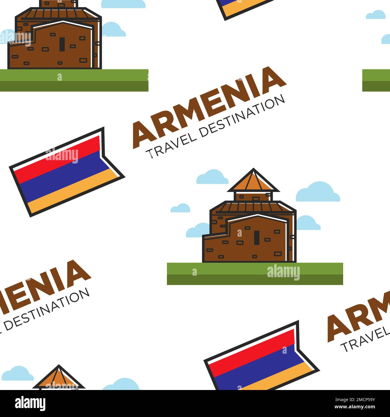 Armenian architecture Armenia travel destination seamless pattern Stock ...
