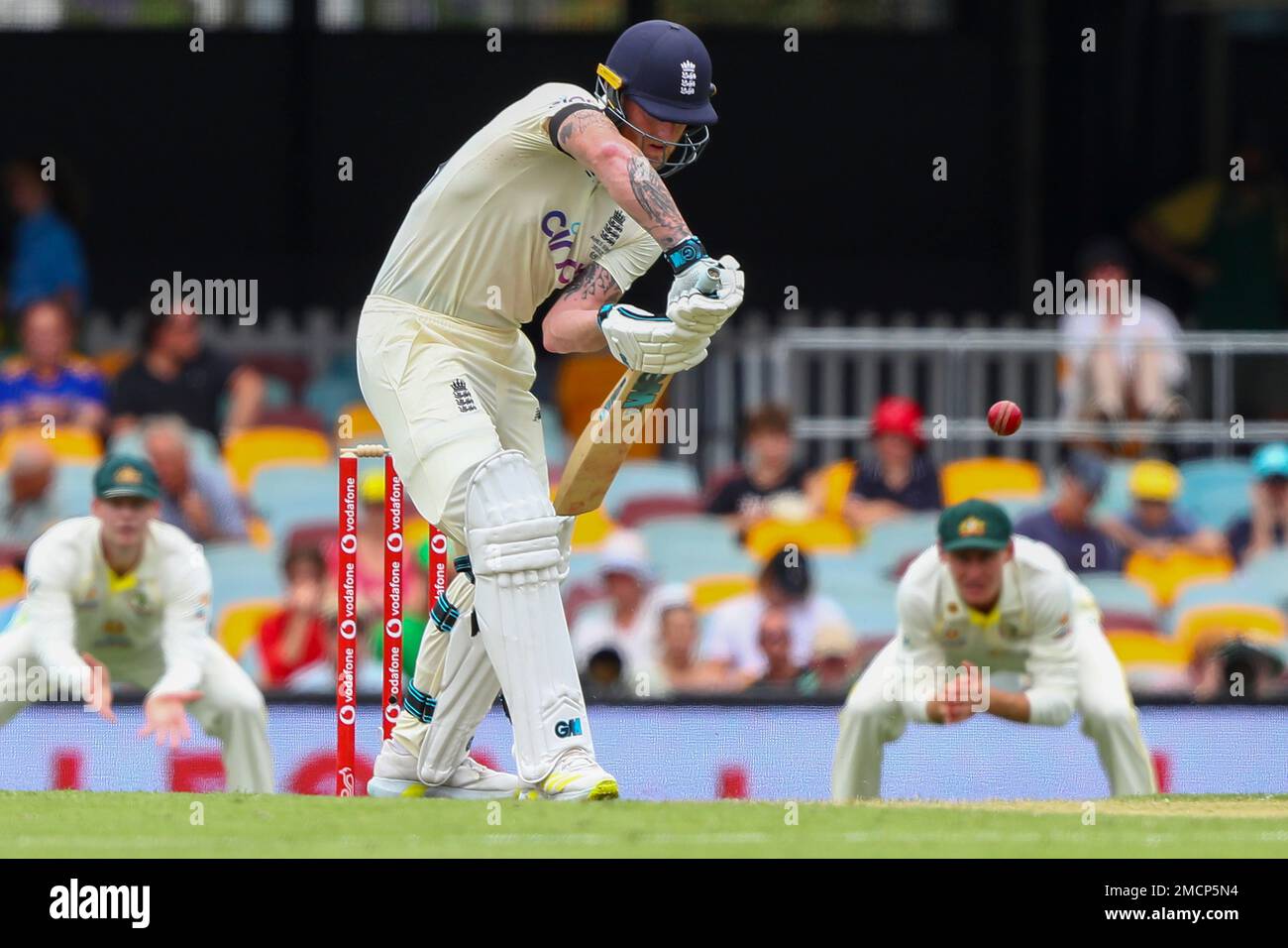 England's Ben Stokes bats during day one of the first Ashes cricket ...