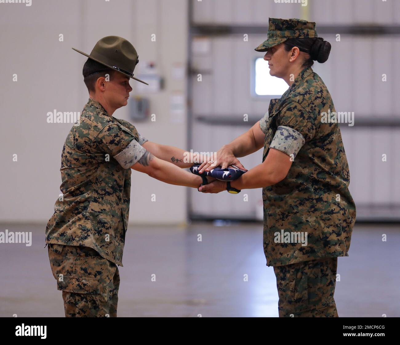 Sgt. Maj. Sigrid Rivera, former 4th Battalion Sergeant Major, relinquishes command to Sgt. Maj ...