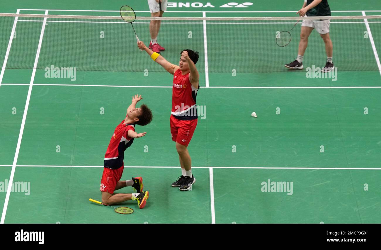 China's Liang Wei Keng and Wang Chang celebrate after defeating ...