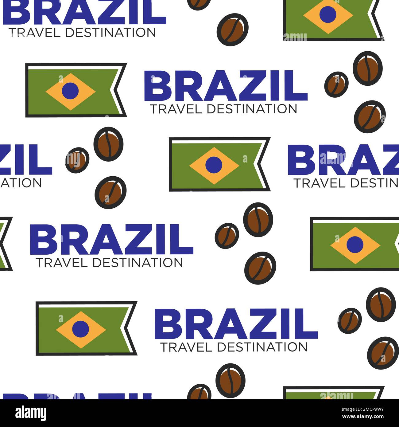 National flag and coffee beans Brazilian symbols seamless pattern Stock ...
