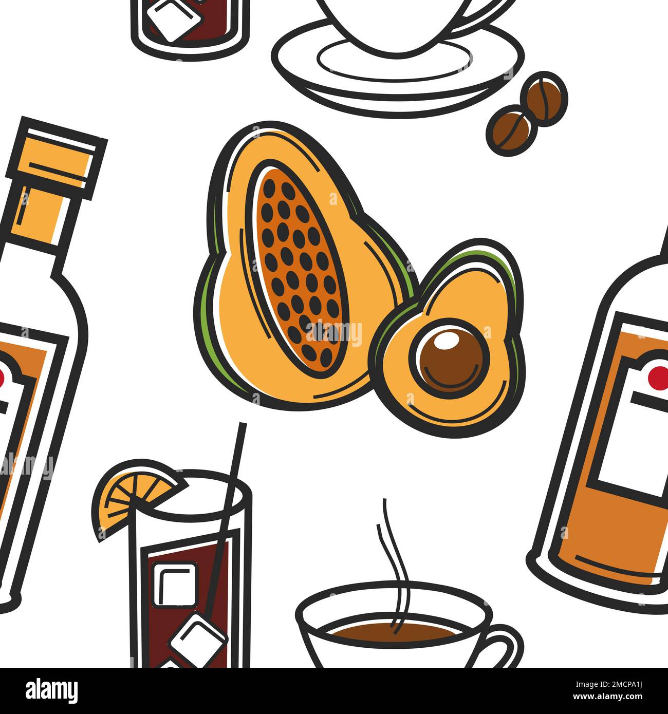 Food and drink travel to Cuba seamless pattern Cuban symbols Stock ...