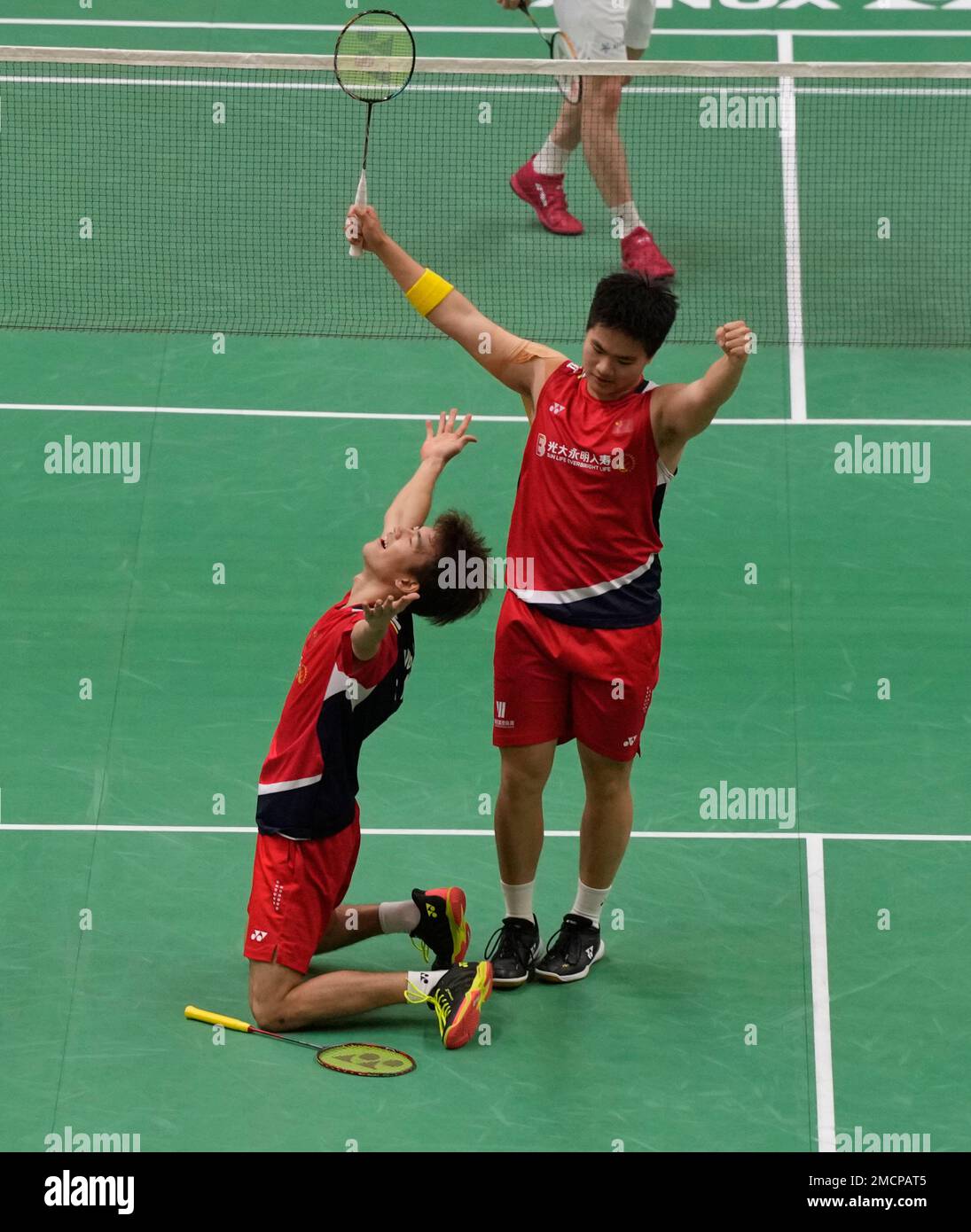 China's Liang Wei Keng and Wang Chang celebrate after defeating ...