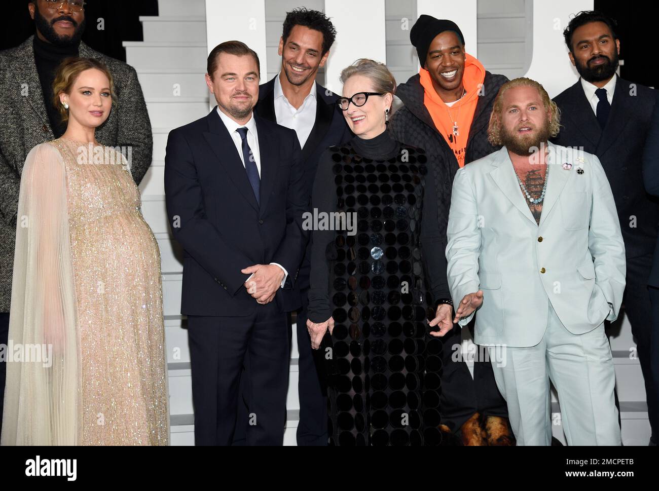 Jennifer Lawrence, left, Leonardo DiCaprio, Tomer Sisley, Meryl Streep ...