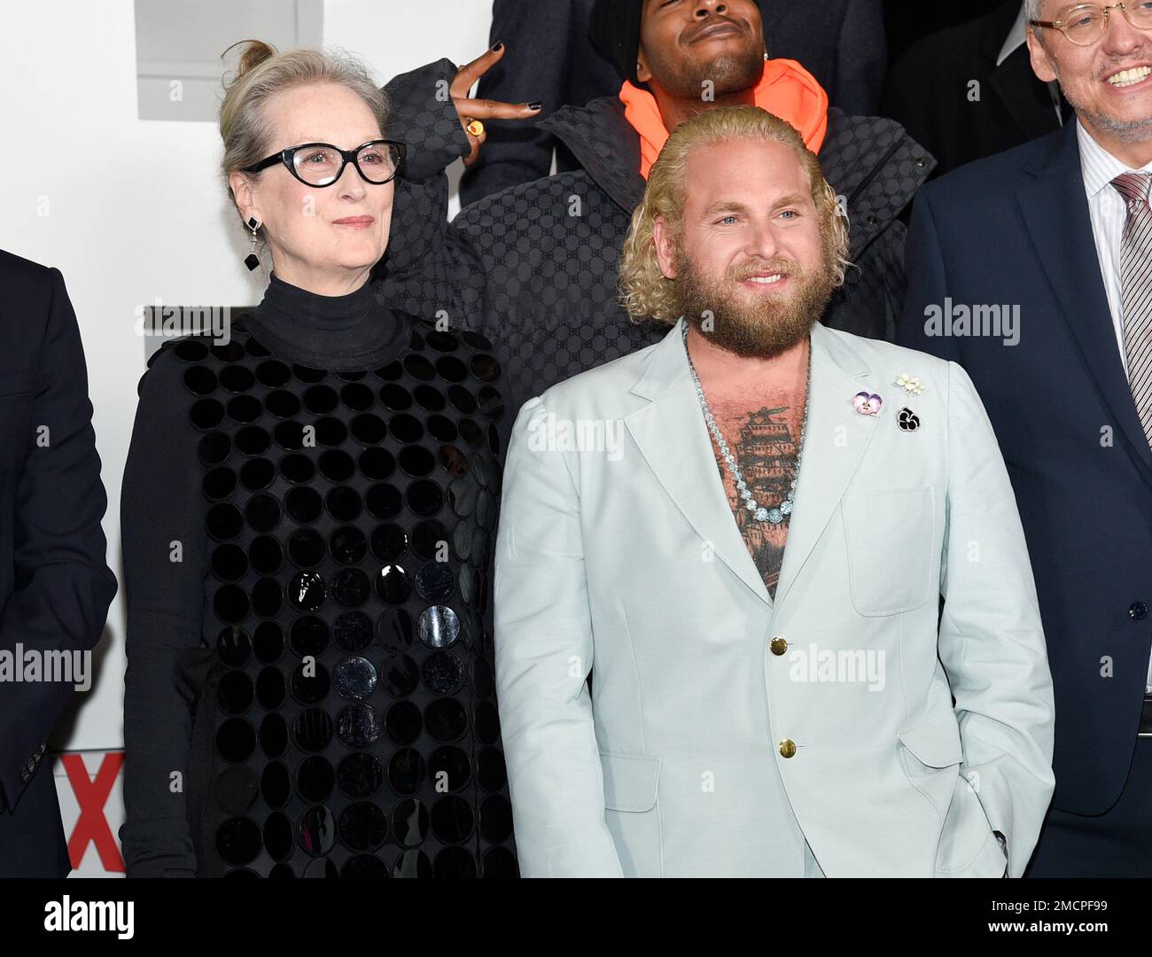 Meryl Streep, left, and Jonah Hill attend the world premiere of "Don't ...