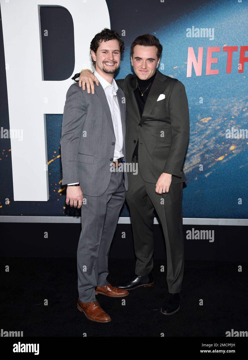 Robert Radochia, left, and Conor Sweeney attend the world premiere of ...