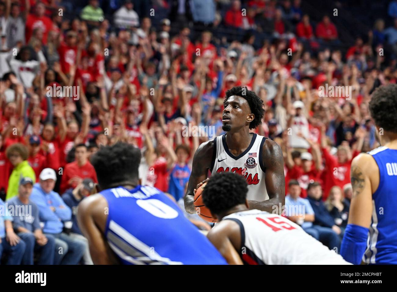 Mississippi center Nysier Brooks (3) prepares to shoot a free throw ...