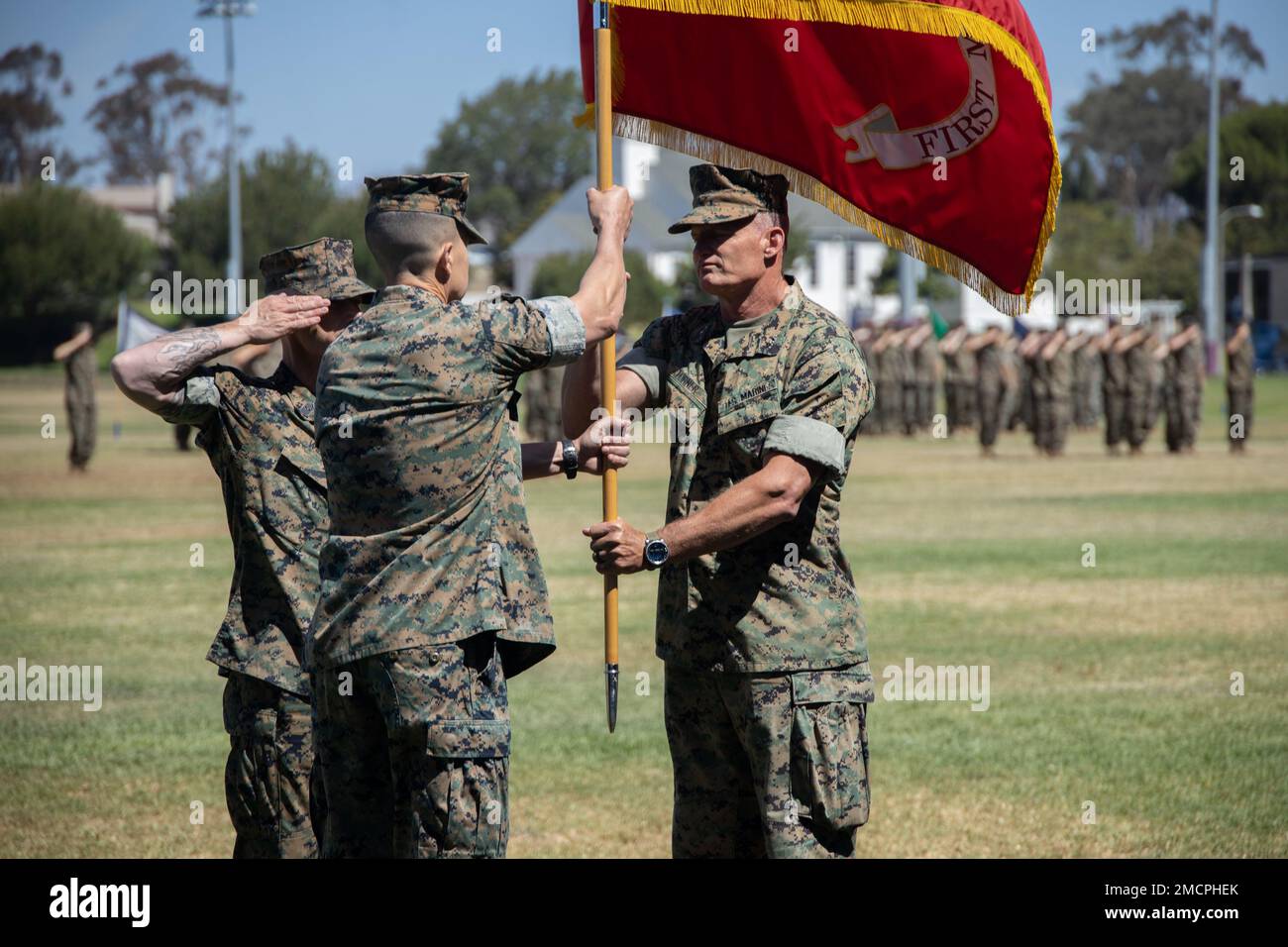U.S. Marine Corps Maj. Gen. Roger B. Turner (right), the outgoing ...