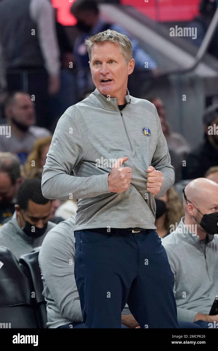 Golden State Warriors head coach Steve Kerr during an NBA basketball game against the Phoenix ...