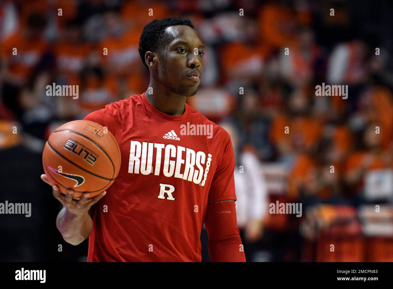 Rutgers' Aundre Hyatt warms up before an NCAA college basketball game ...