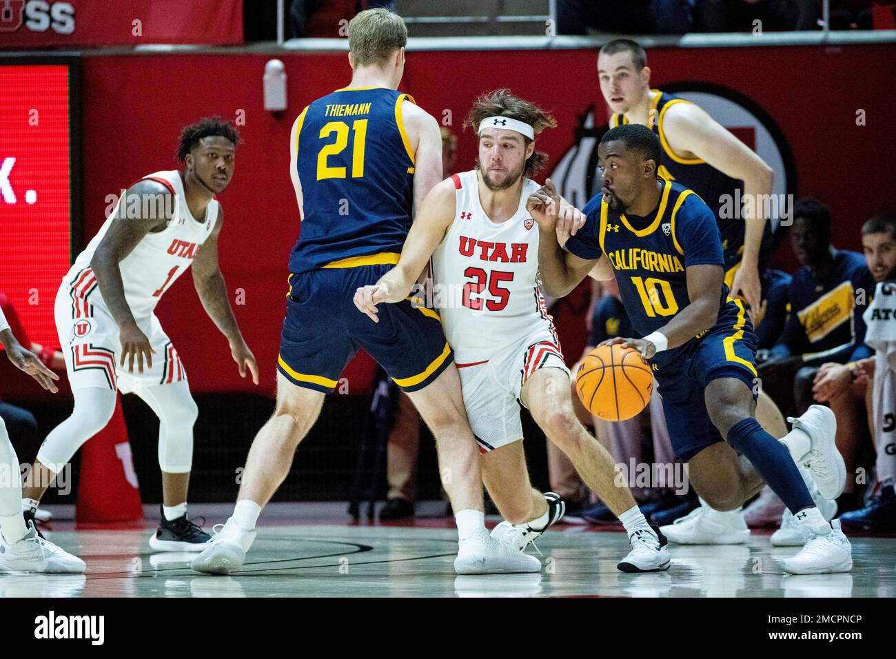 California guard Makale Foreman (10) tries to lose Utah guard Rollie ...
