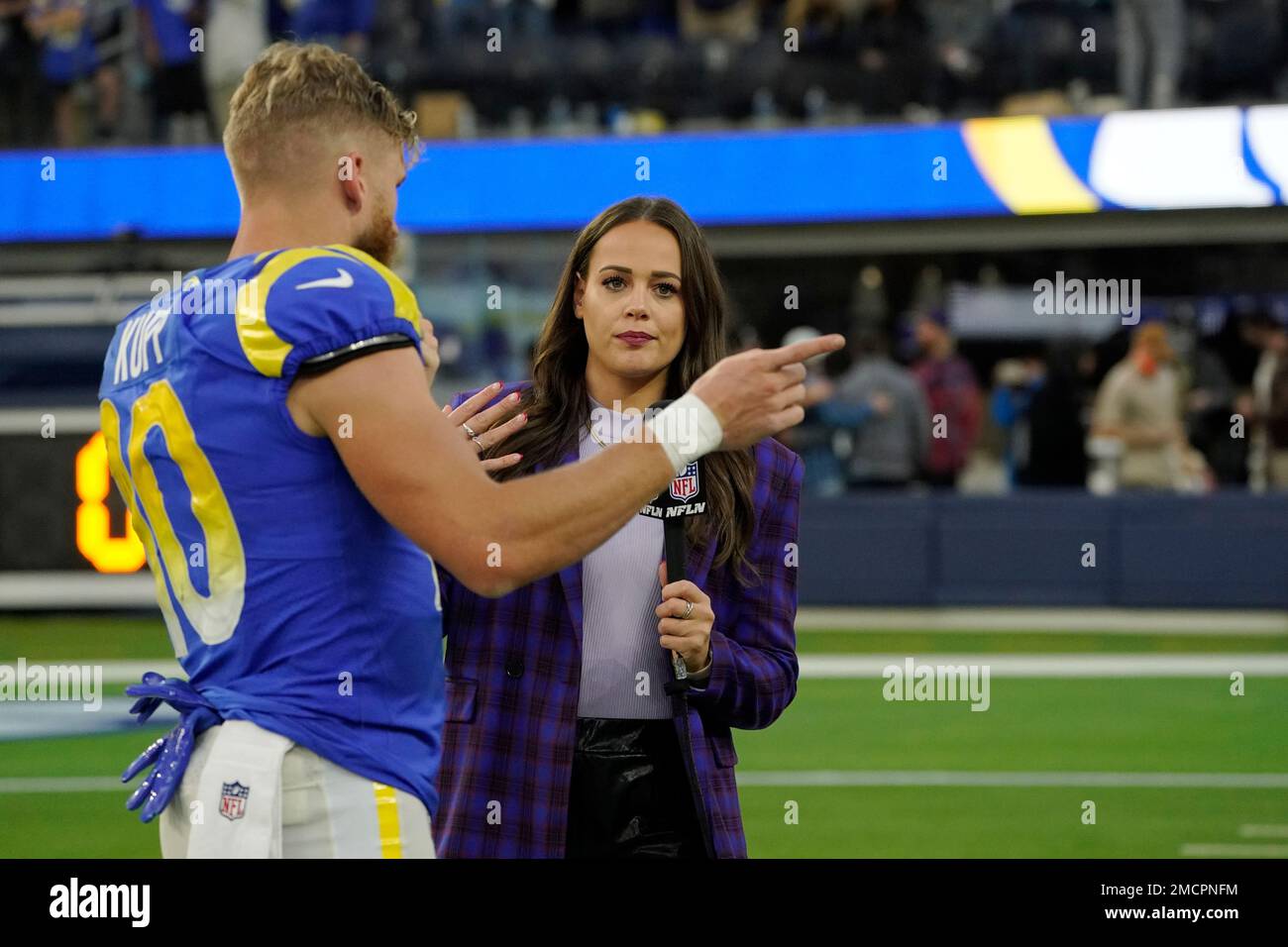 NFL Network reporter Bridget Condon interviews Los Angeles Rams wide ...