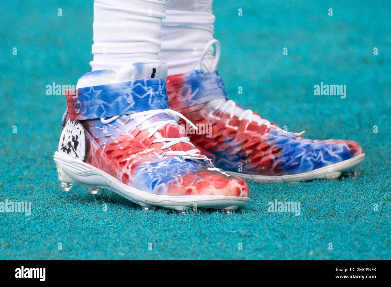Miami Dolphins tackle Liam Eichenberg (74) wears his My Cause My Cleats ...