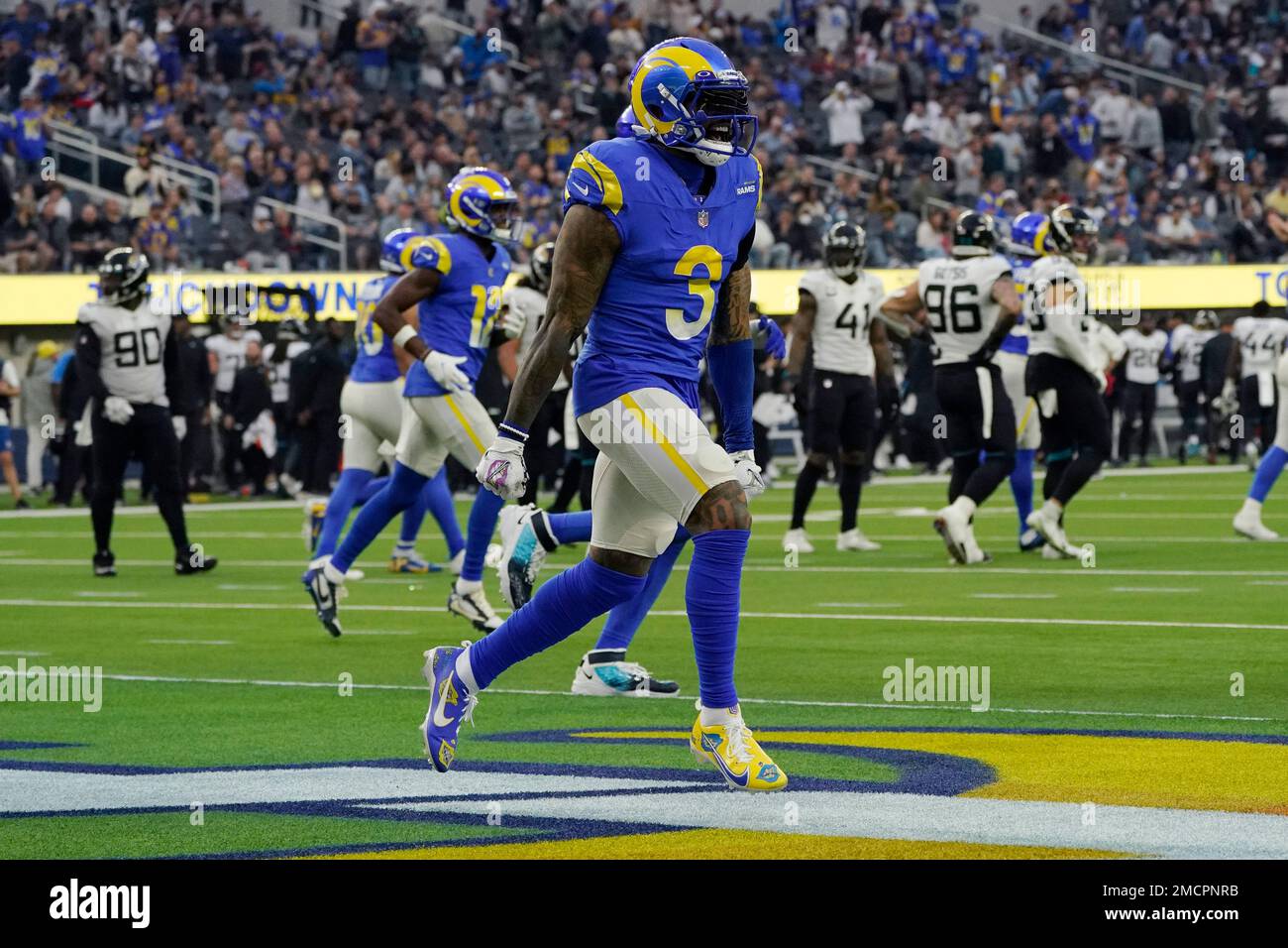 Los Angeles Rams wide receiver Odell Beckham Jr. (3) celebrates after ...