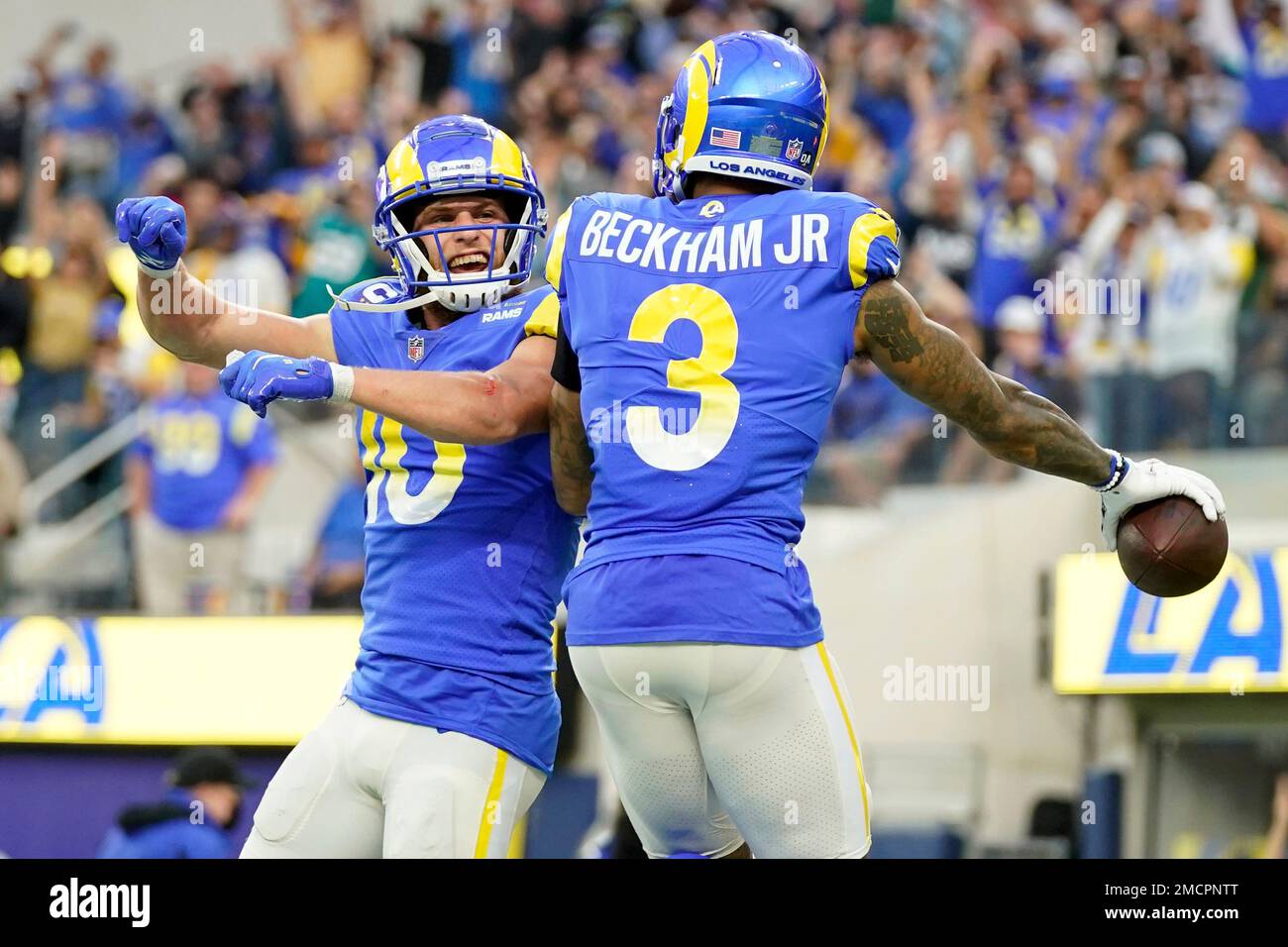 Los Angeles Rams wide receiver Odell Beckham Jr. (3) celebrates his ...