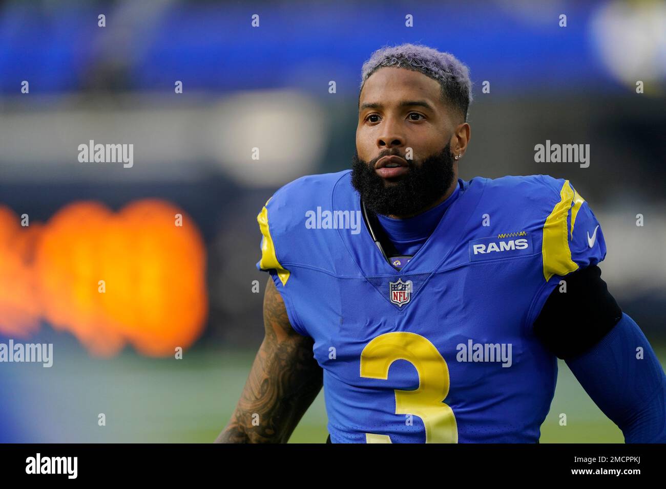 Los Angeles Rams wide receiver Odell Beckham Jr. (3) looks on from the ...